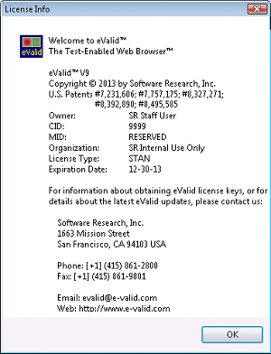 eValid -- OneClick Installation Description