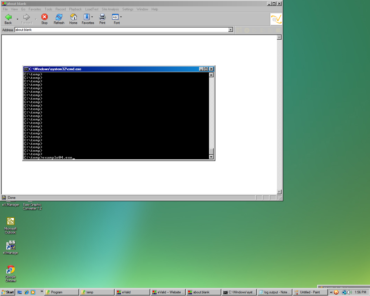 eValid -- eValid Programmatic Interface (EPI) -- Example Program #04 Screenshots
