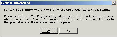 eValid -- Installing "On Top Of" An Existing Installation