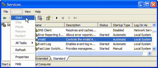 eValid -- Service Troubleshooting