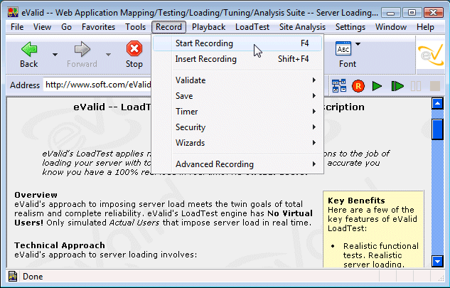 eValid -- Benefits Summary