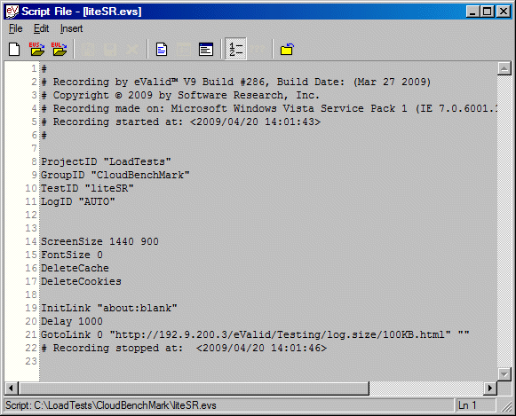 eValid -- eVlite Limited Fidelity Playback Option -- Example A