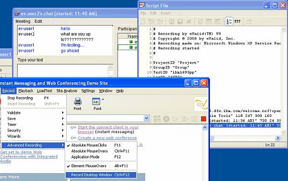 eValid -- (IBM) Lotus SameTime 7 Chat Record/Play Support eValid -- (IBM) Lotus SameTime 7 Chat Record/Play Support