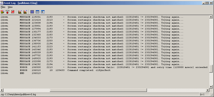 eValid -- Validating a Pulldown Menu Passage