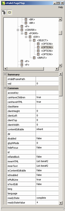 eValid -- Validating a Pulldown Menu Passage