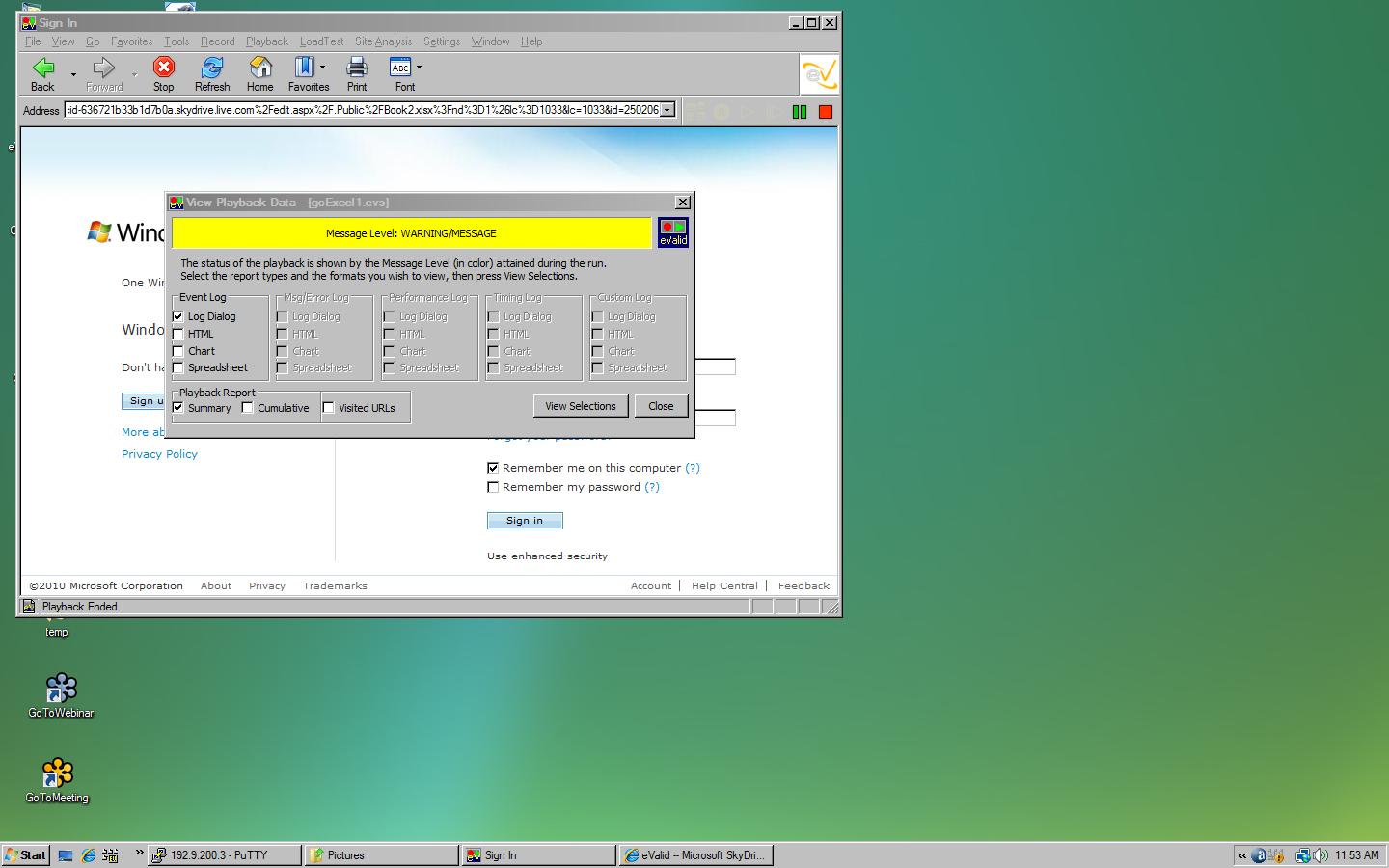 eValid -- Microsoft SkyDrive EXCEL "Input Data" Example #7