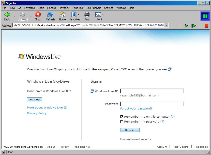 eValid -- Microsoft SkyDrive EXCEL "Input Data" Example #7