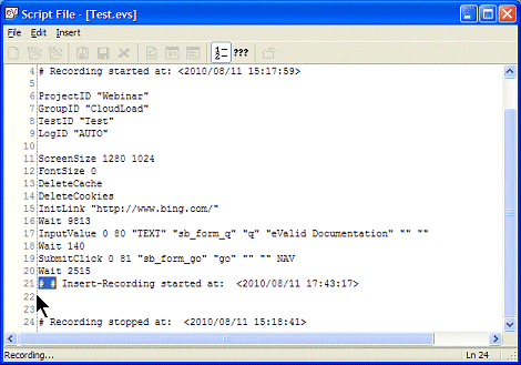 eValid -- Insert Recording Option